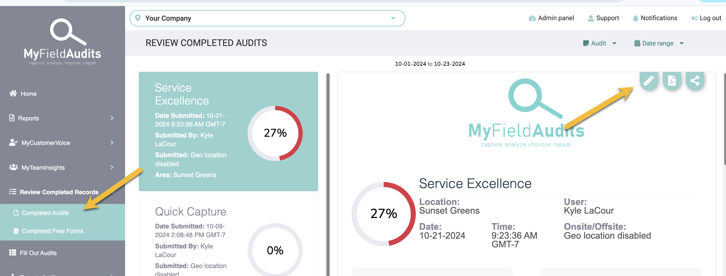 Edit an Audit – MyFieldAudits